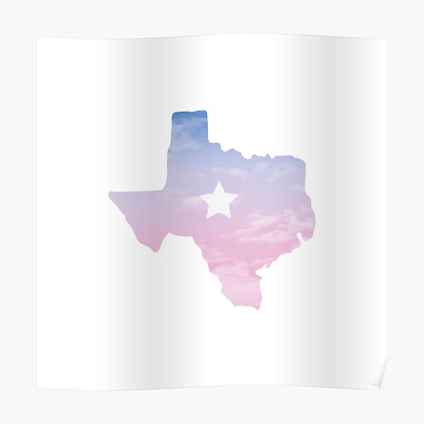 "Texas map lone star pink gradient blue pink abstract art" Poster by ...