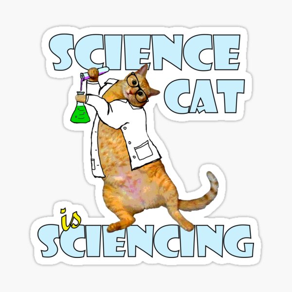 "Science Cat is Sciencing" Sticker by RawSunArt | Redbubble