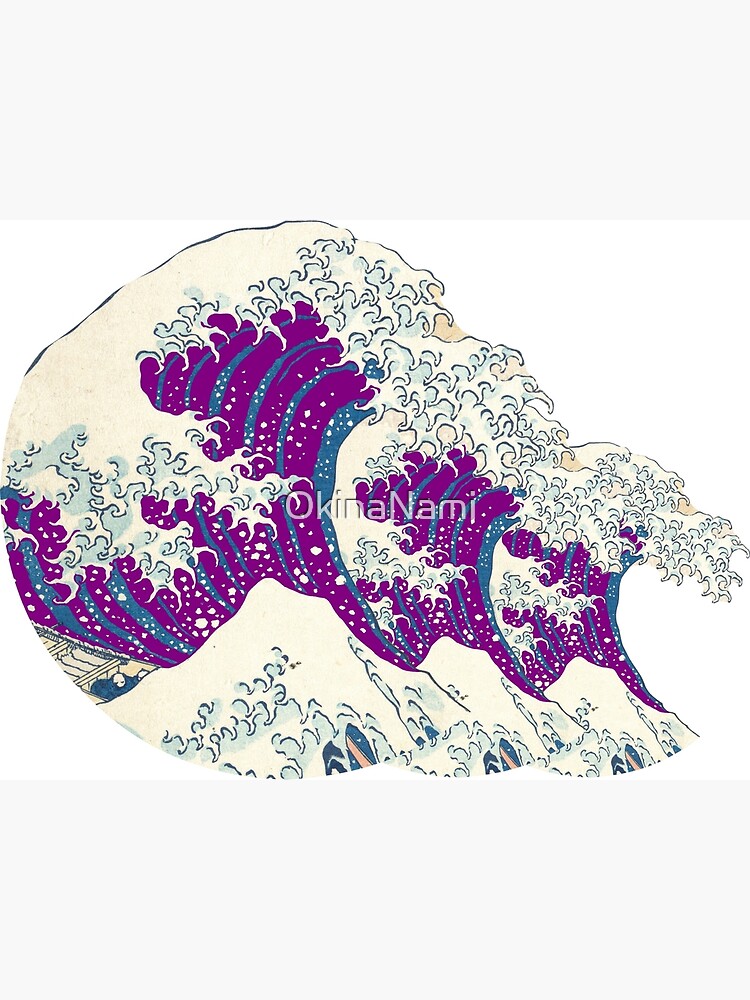 "Three Purple Great Waves of Kanagawa in Perspective" Poster for Sale ...
