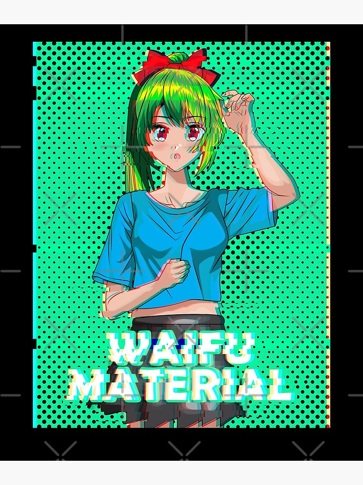 Waifu Material Aesthetic Vaporwave Anime Poster By Roxy7922 Redbubble