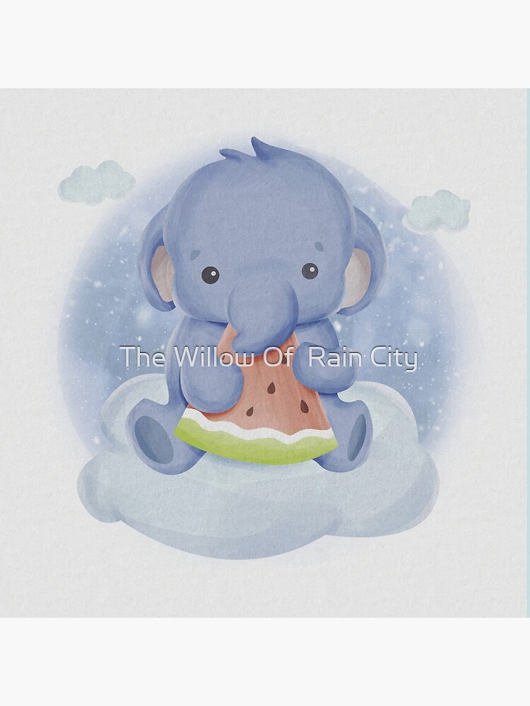 Póster «Adorable elefante bebé Kawaii comiendo sandía antes de ...