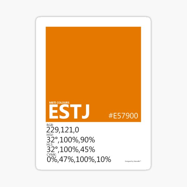 "ESTJ Color Swatch" Sticker for Sale by MarseilleTM | Redbubble