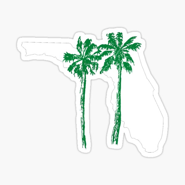 "Florida palm trees - map" Sticker for Sale by GreenMonkiy | Redbubble