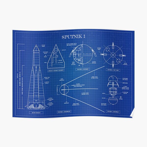 "Sputnik 1 (Blueprint)" Poster for Sale by BGALAXY | Redbubble