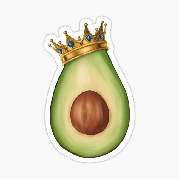 "Avocado in golden crown " Sticker for Sale by sketch-by-lena | Redbubble