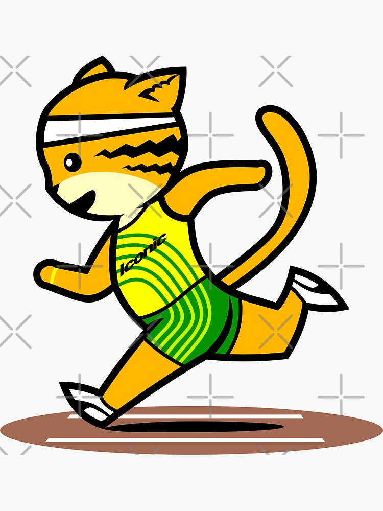 "Sprint Marathon Running Cat" Sticker for Sale by IconicCats | Redbubble