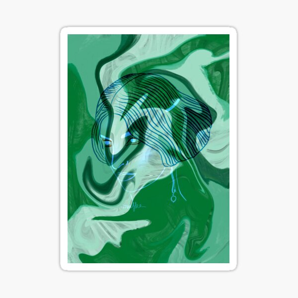"Vintage green girl" Sticker for Sale by muskedesign | Redbubble