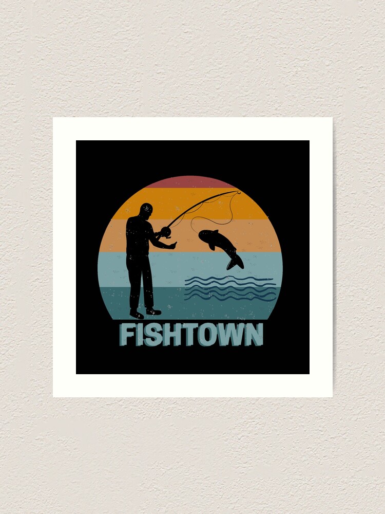 "Fishtown - retro sunset fishing" Art Print for Sale by AdventurersGold ...
