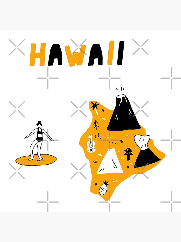 "map of Hawaii. Cartoon map of Hawaii." Poster for Sale by ashiya-pixel ...