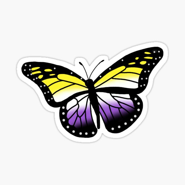 "Non-binary pride butterfly" Sticker for Sale by AmberPenelope | Redbubble