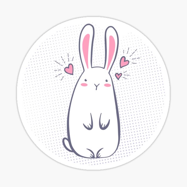 "Cute white rabbit" Sticker for Sale by Fishik | Redbubble