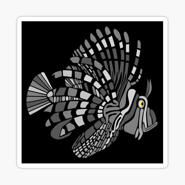 "Lionfish in shades of the Grey" Sticker for Sale by Artist1777 | Redbubble