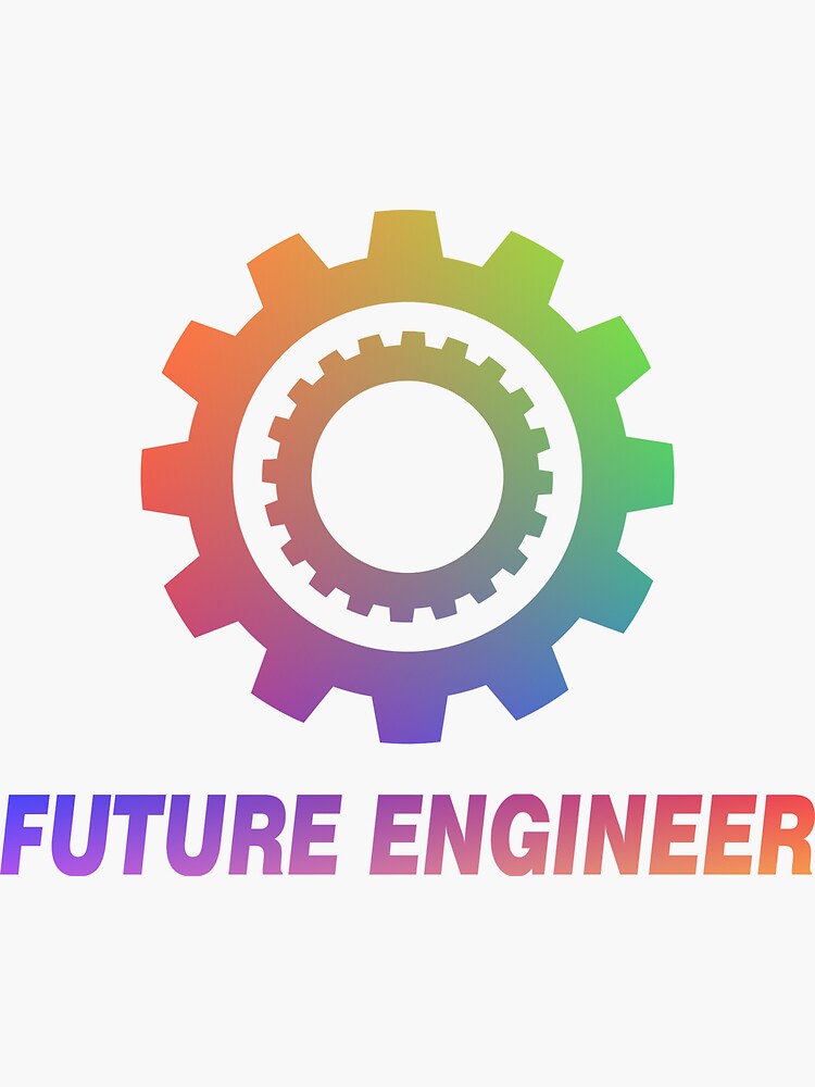 "Furure Engineer Rainbow With Colorful Gear Graphic Design" Sticker by ...