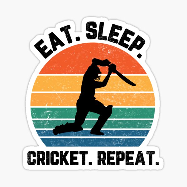"Eat Sleep Cricket Repeat Sunset White Text" Sticker for Sale by ...