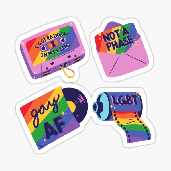 "Queer Rainbow Music Sticker Pack" Sticker by MickTilio | Redbubble