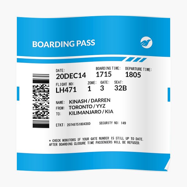 "Boarding Pass DK1" Poster by twgcrazy | Redbubble