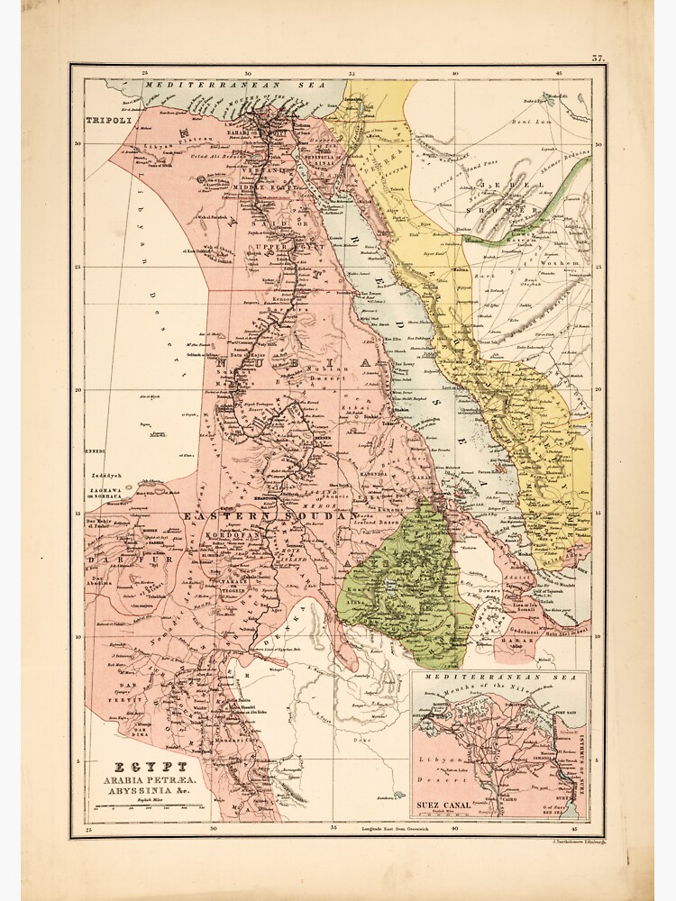 "Map of Egypt (1885)" Sticker for Sale by allhistory | Redbubble