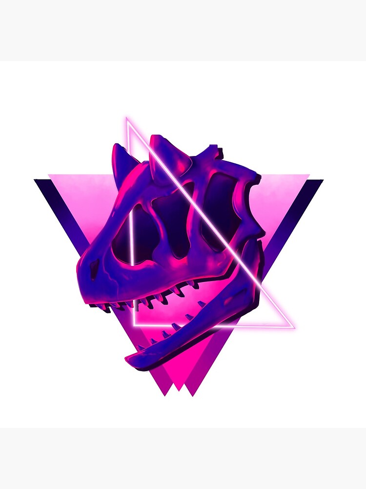 "DarkSynth Carnotaurus Skull skeleton carno Dino Synthwave 80’s ...