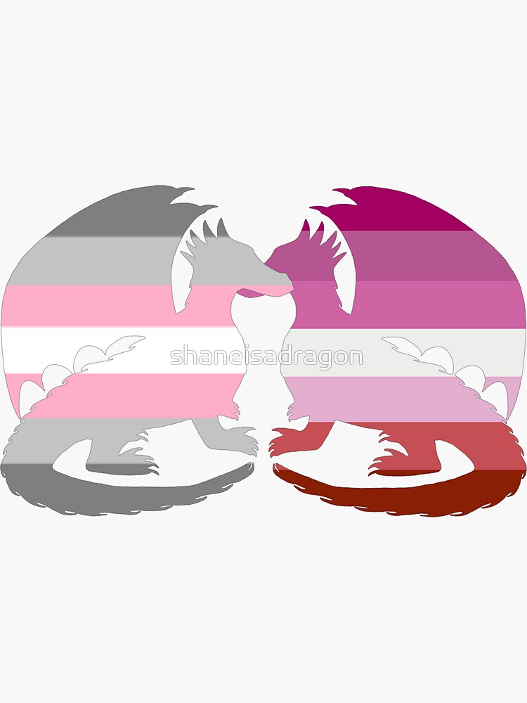 Lesbian Demigirl Pride Dragons Sticker By Shaneisadragon Redbubble