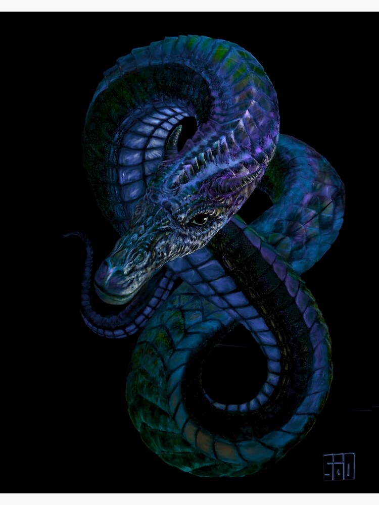 "Blue Wyrm Dragon coming out of the Darkness" Photographic Print for ...