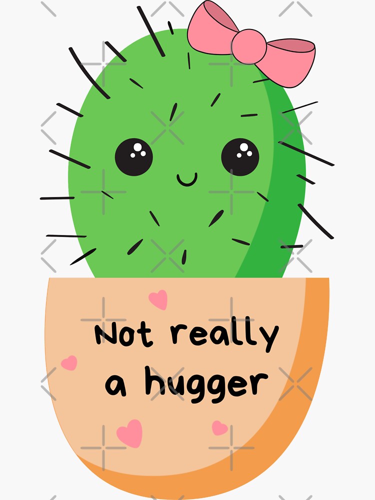 "Not really a hugger - a cute cactus girl" Sticker for Sale by ...
