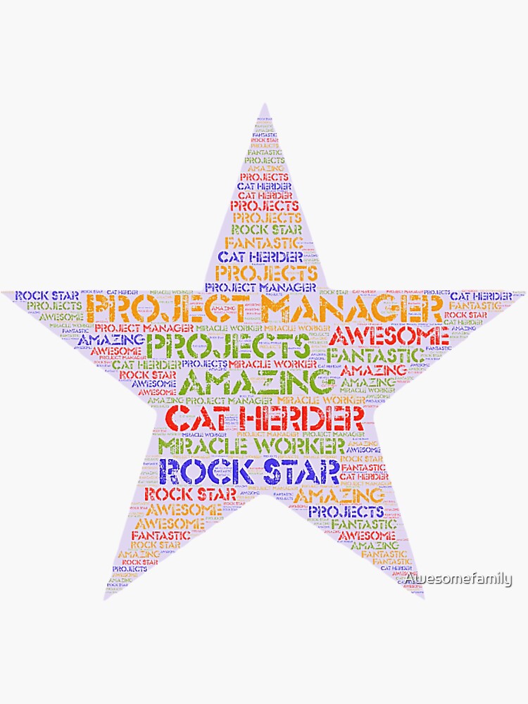 "Project Manager rock Star Word Art" Sticker by Awesomefamily | Redbubble