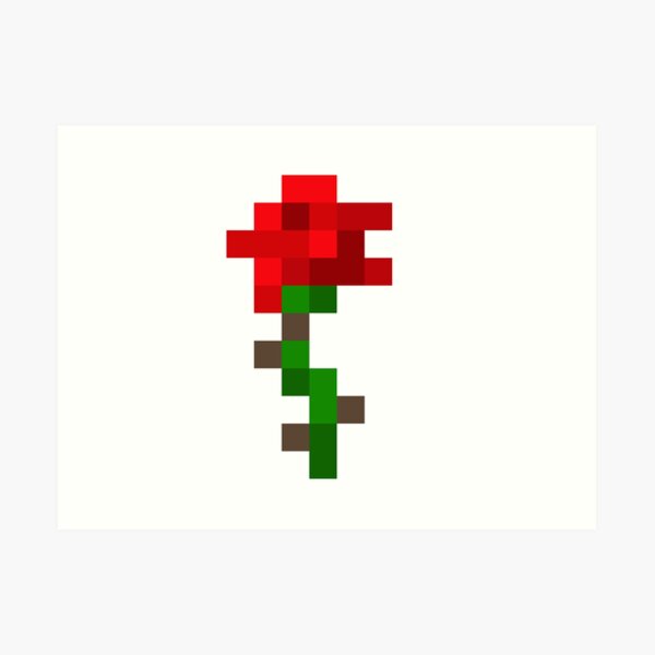 "White Minecraft Poppy Rose Pattern" Art Print for Sale by BlackBirdFac ...
