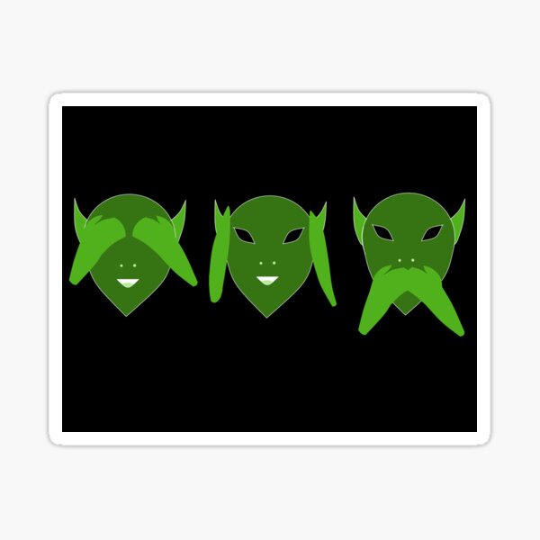 "Three Wise Alien Monkeys" Sticker by bigdaemonenergy | Redbubble
