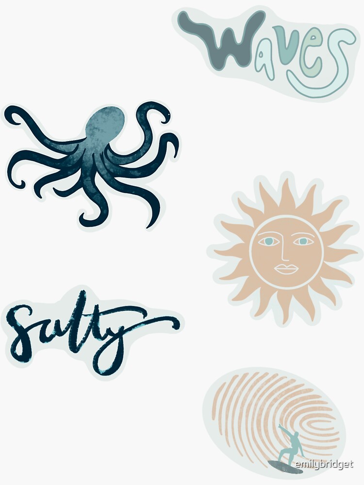 "Beachy sticker pack" Sticker for Sale by emilybridget | Redbubble