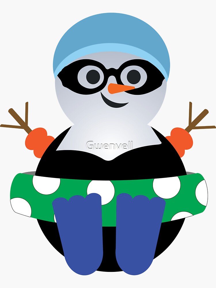"snowman swimmer" Sticker for Sale by Gwenvell | Redbubble