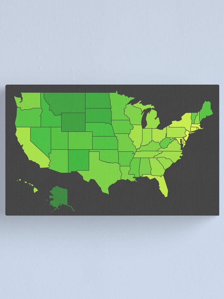"USA population heat map as color density illustration" Canvas Print ...