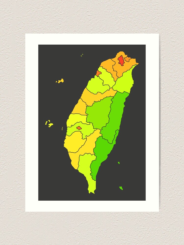 "Taiwan population heat map as color density illustration" Art Print ...