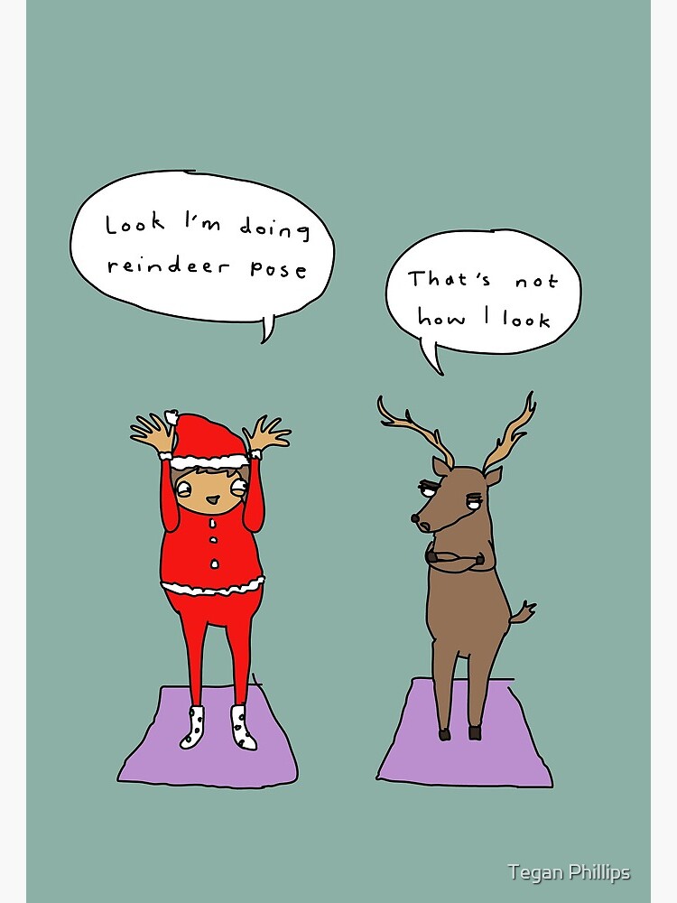 ""Reindeer pose" funny yoga Christmas card" Greeting Card for Sale by ...