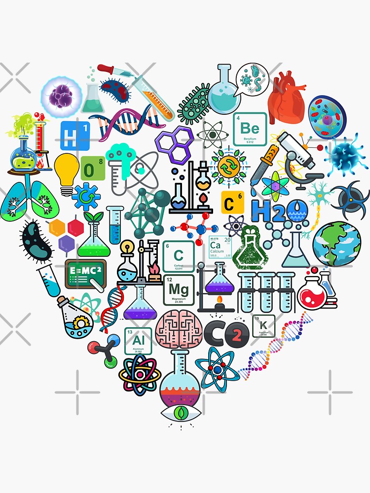 Pegatina «I Heart Science, Science Heart, Science Nerdy Gift, Colorful ...