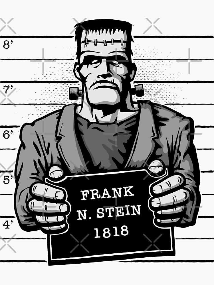 "Frankenstein Monster Mugshot" Sticker for Sale by GrandeDuc | Redbubble