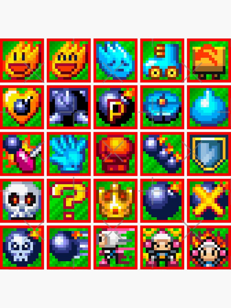 "Bomberman Item Mozaique" Sticker for Sale by PixelRestored | Redbubble