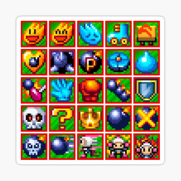 "Bomberman Item Mozaique" Sticker for Sale by PixelRestored | Redbubble