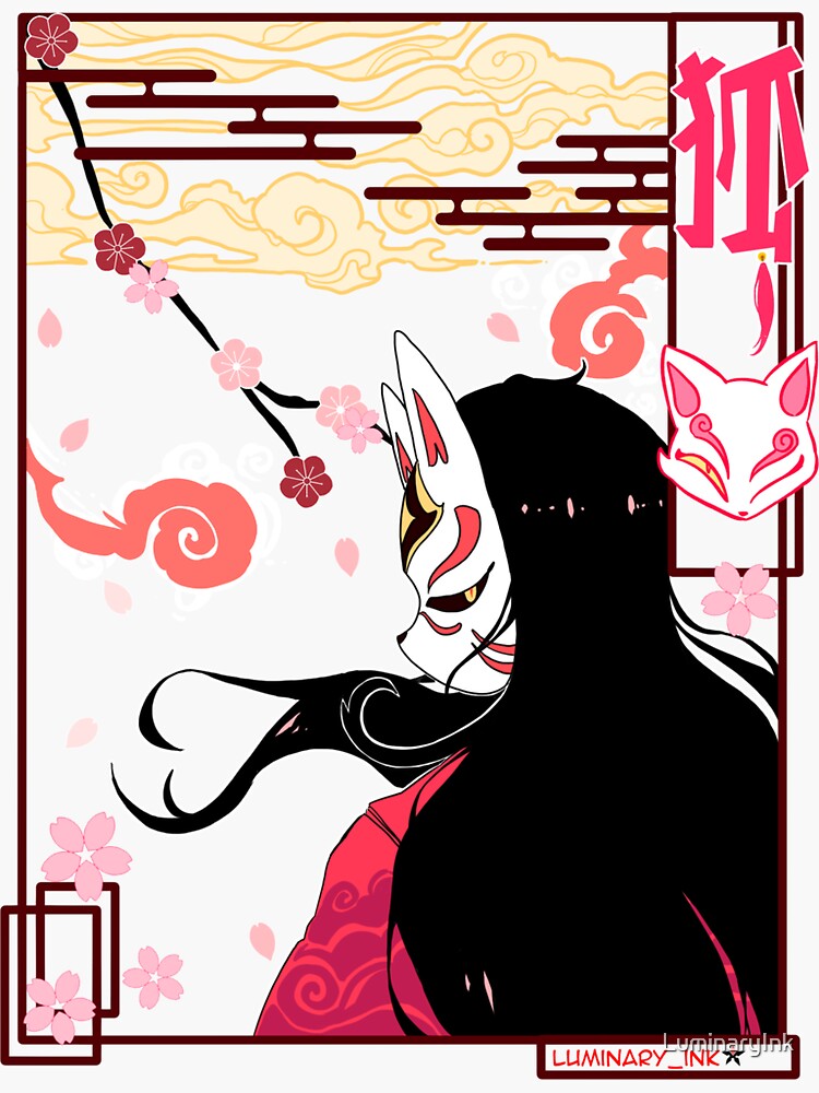 "Kyuubi Girl" Sticker for Sale by LuminaryInk | Redbubble