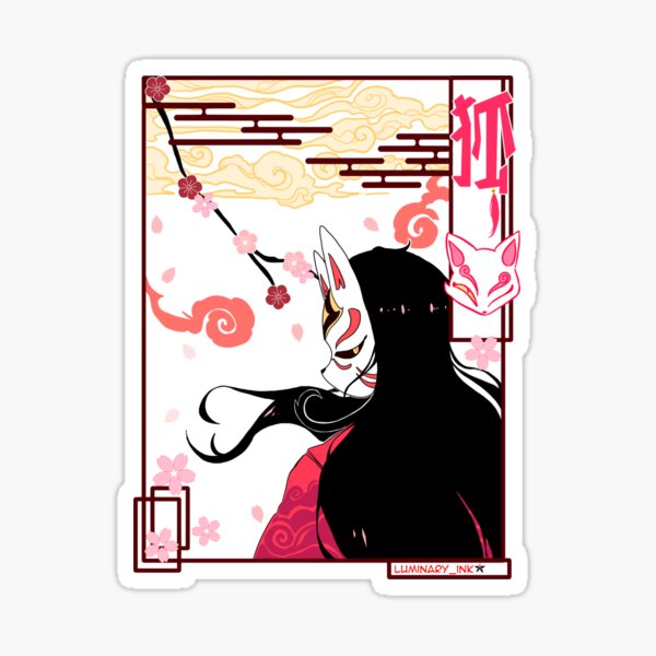 "Kyuubi Girl" Sticker for Sale by LuminaryInk | Redbubble