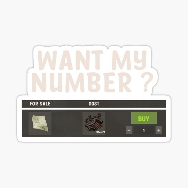 "Funny you want my number Rust note on a vending machine" Sticker for ...