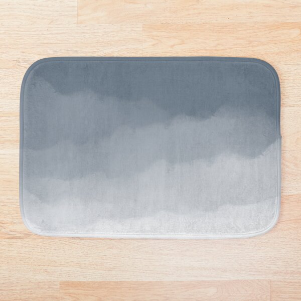 "Slate Blue Watercolor Ombre (slate gray/blue and white)" Bath Mat for ...