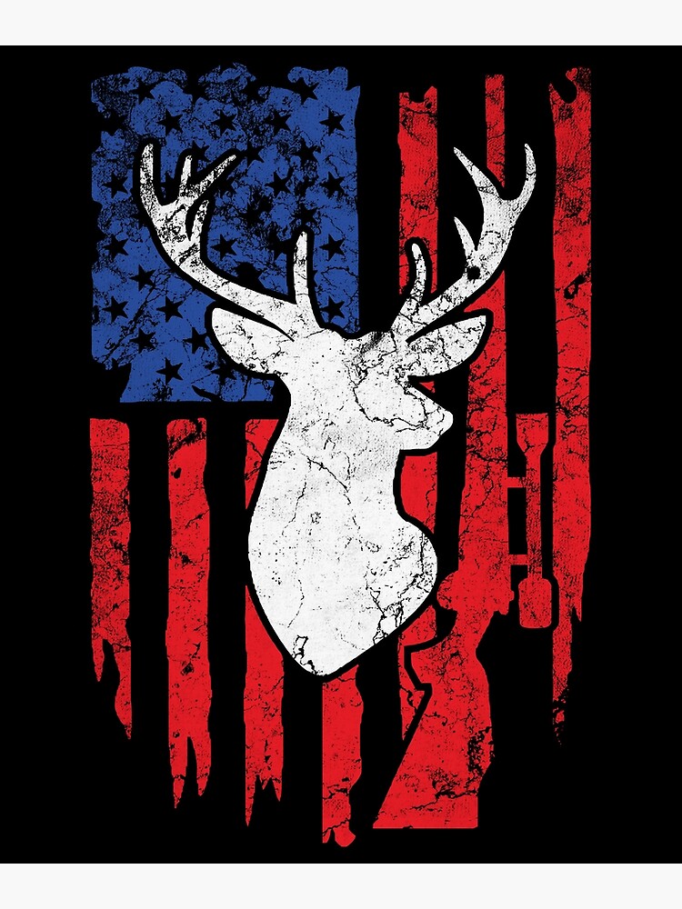 "American Flag Rifle Antler Vintage Deer Hunting Hunter Gift American ...