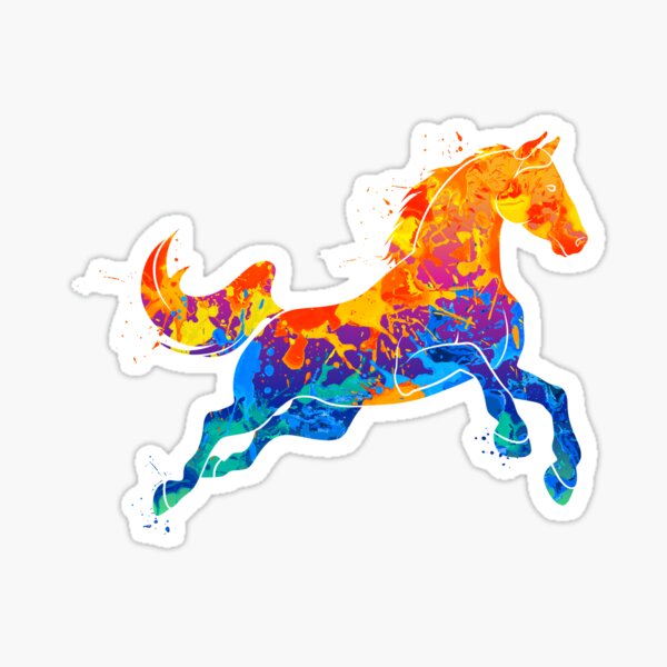 "Multicolor Galloping Horse" Sticker for Sale by bloodyaprolite | Redbubble