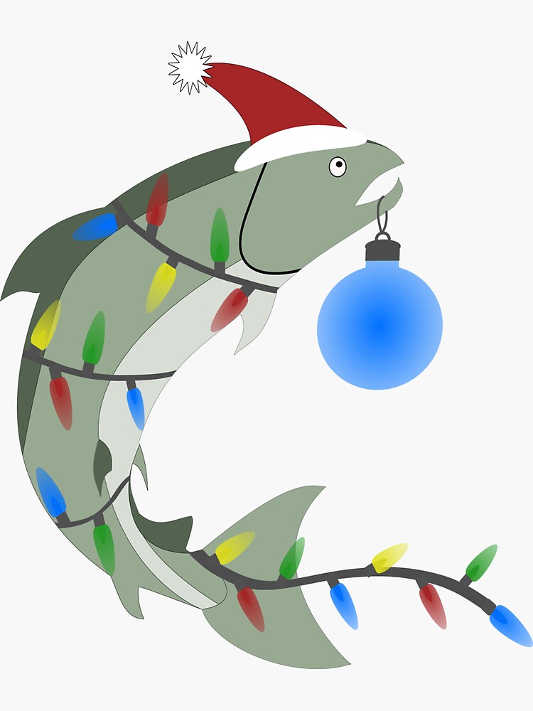 "Festive Christmas Fish" Sticker for Sale by HipTree | Redbubble