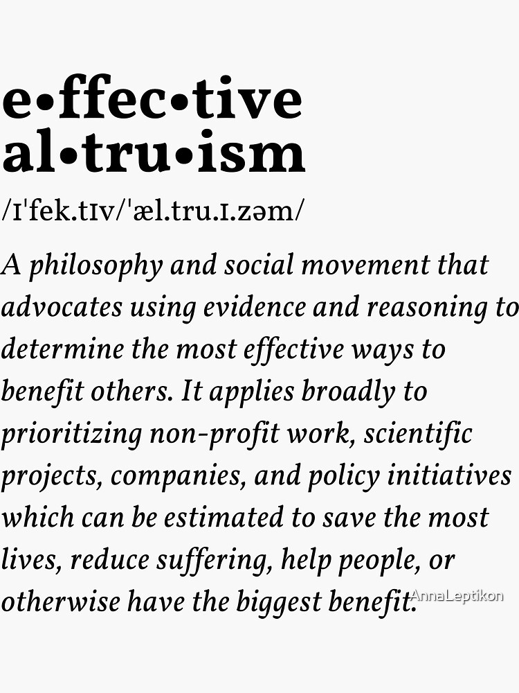 "Effective Altruism Definition" Sticker for Sale by AnnaLeptikon ...