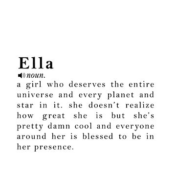 "Ella Name Definition Meaning" Sticker for Sale by peachyline | Redbubble