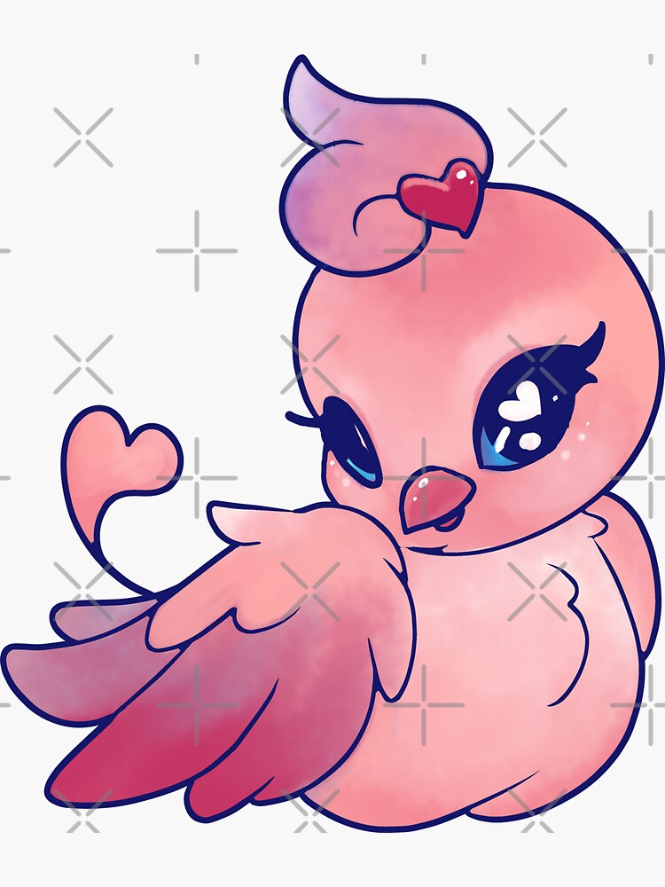 "Pink Love Bird" Sticker by JexDraws | Redbubble