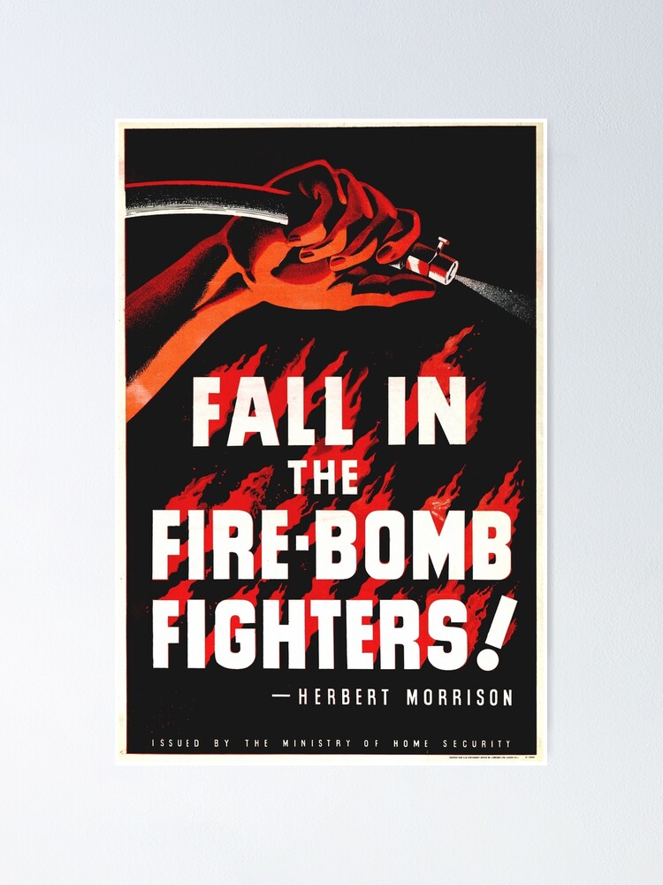 "Fire Fighter Vintage WW2 Poster " Poster by kiee | Redbubble