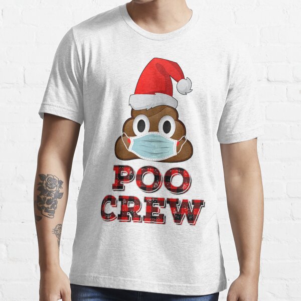 "Christmas Poo Crew Shirt Face Mask Poop Emoji Red Plaid" T-shirt for ...
