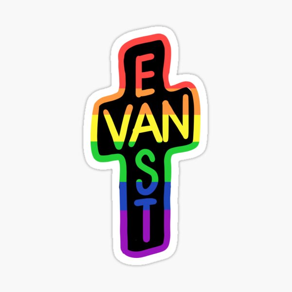 "Rainbow East Van Cross" Sticker by willowsbunnies | Redbubble